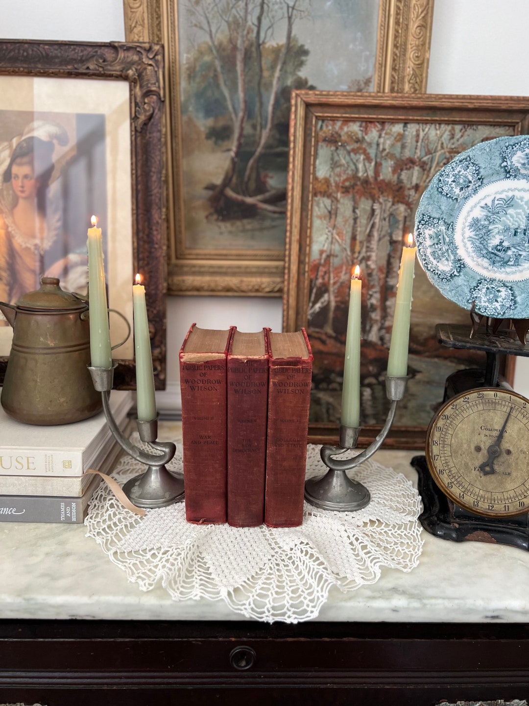 Vintage Pewter Candlestick Holders Mayflower Pewter Colonial ...