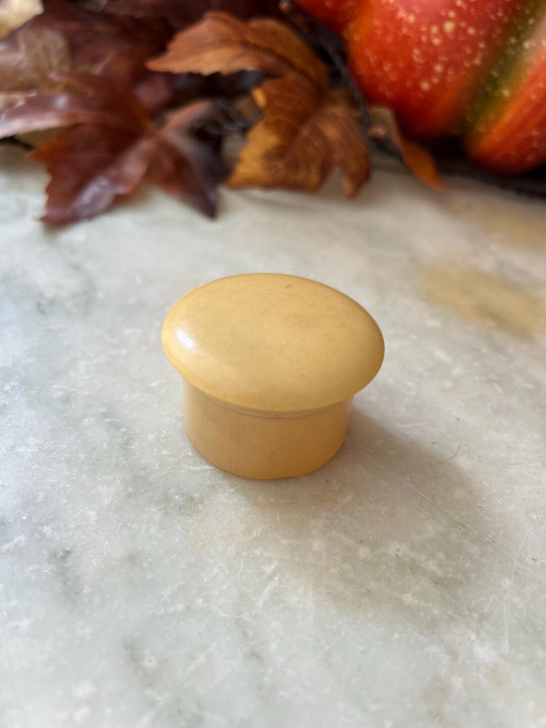 Antique Celluloid Pill Box With Twist off Lid - False Ivory - Tobacco ...