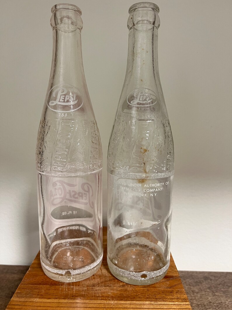 1950s Vintage Sparkling Pepsi-cola Two 12 Oz Bottles - Etsy