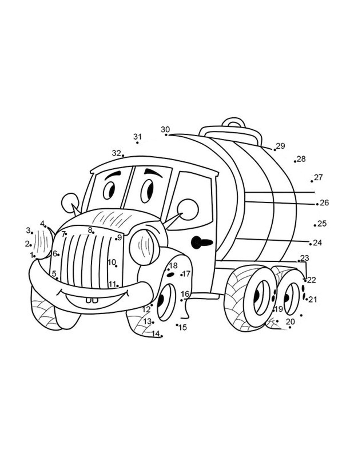 Construction vehicles dot to dot coloring pages digital print | Etsy