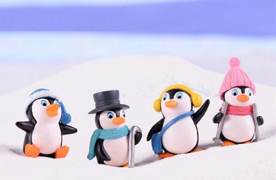 Mini penguin 4 miniature penguins for model making miniature | Etsy