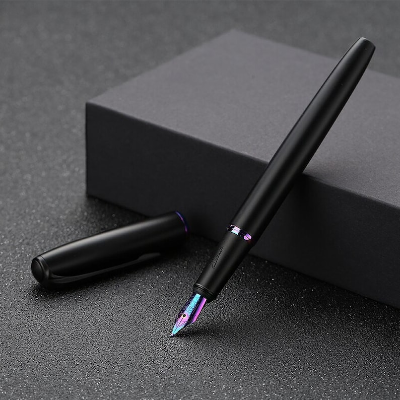 Matte Black Fountain Pen Sleek Stylish Pens | Etsy