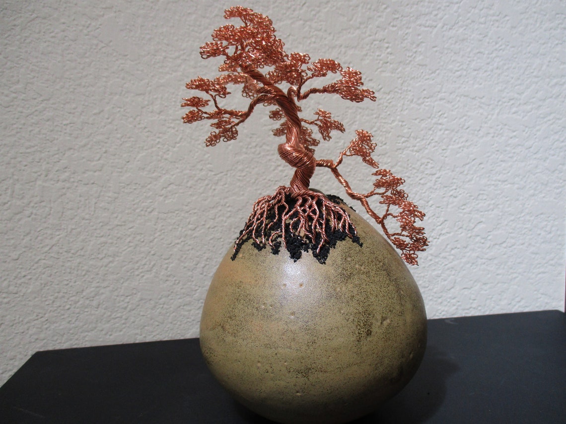 Beautiful Copper Tree on Clay Pot | Etsy