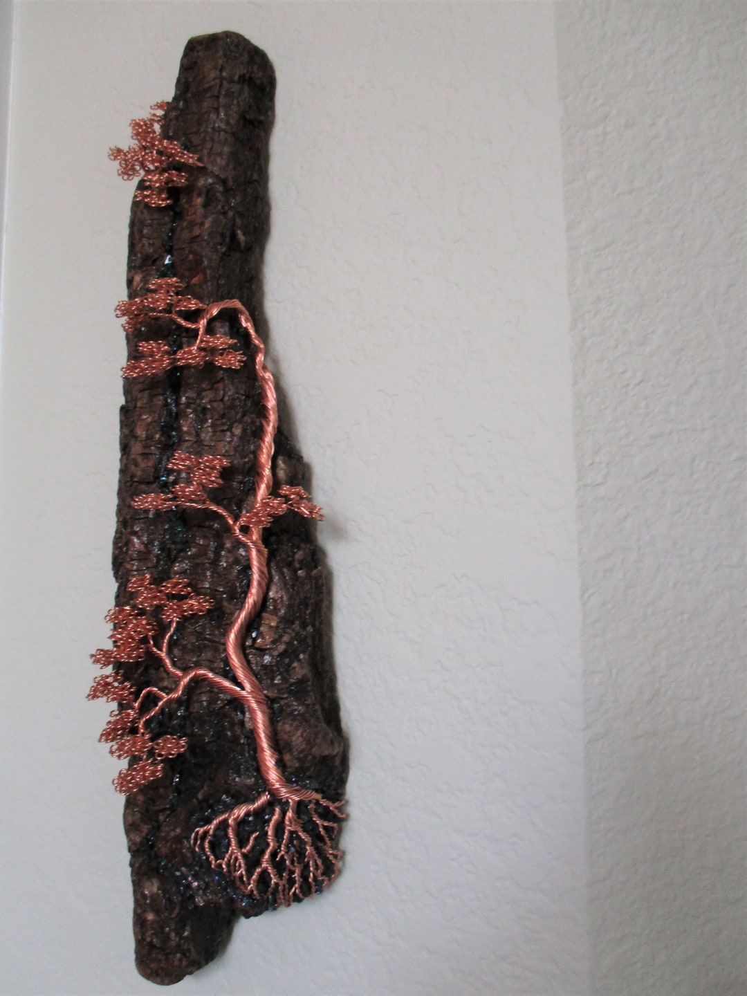 Copper Tree on Bark - Etsy