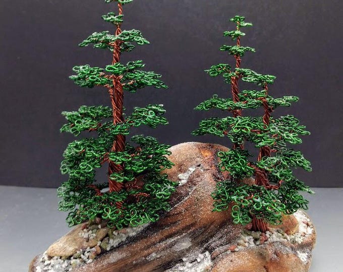 Evergreen Trees on Driftwood - Etsy