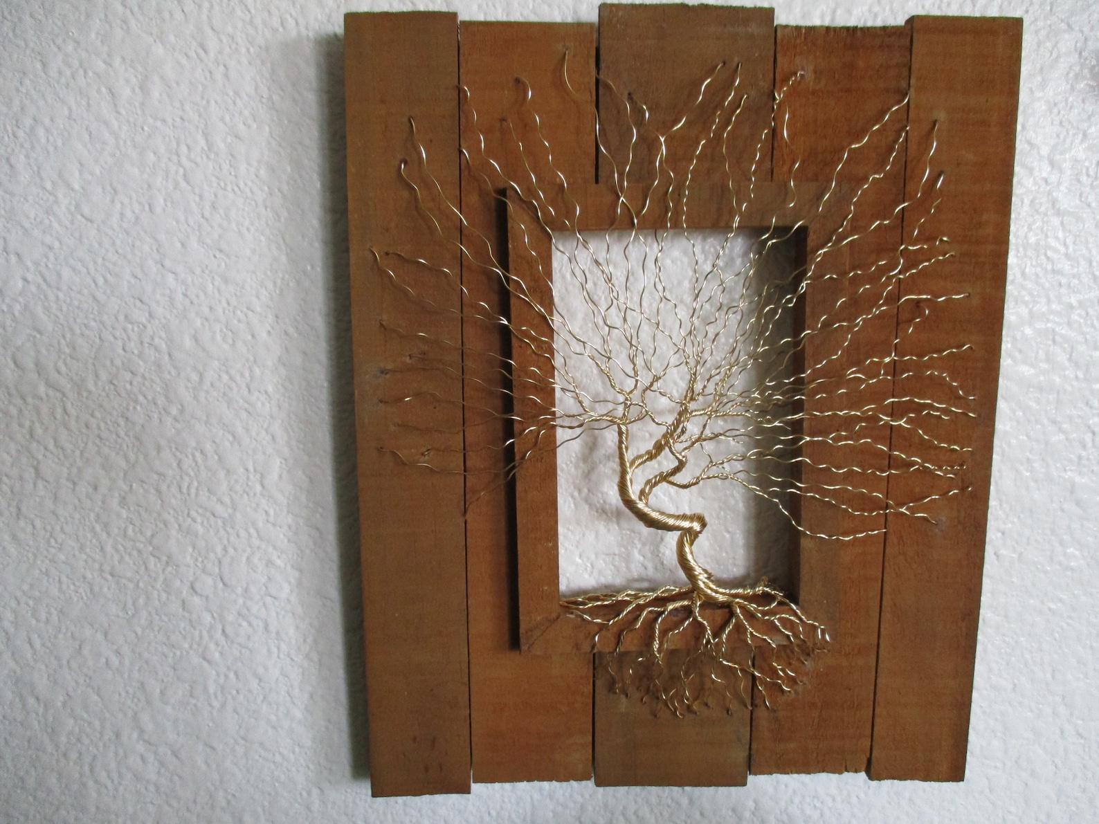 Gold Wire Tree Mounted on Barnwood - Etsy