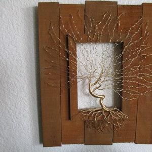 Gold Wire Tree Mounted on Barnwood - Etsy