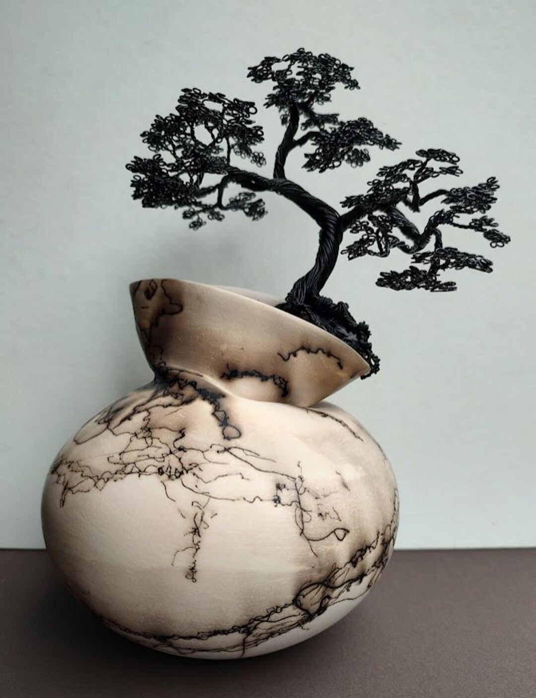 Black Wire Tree in Raku Pot - Etsy