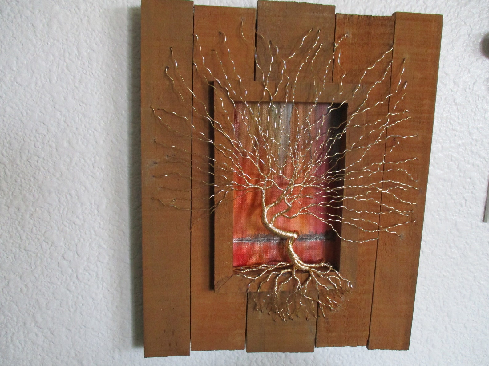 Gold Wire Tree Mounted on Barnwood - Etsy