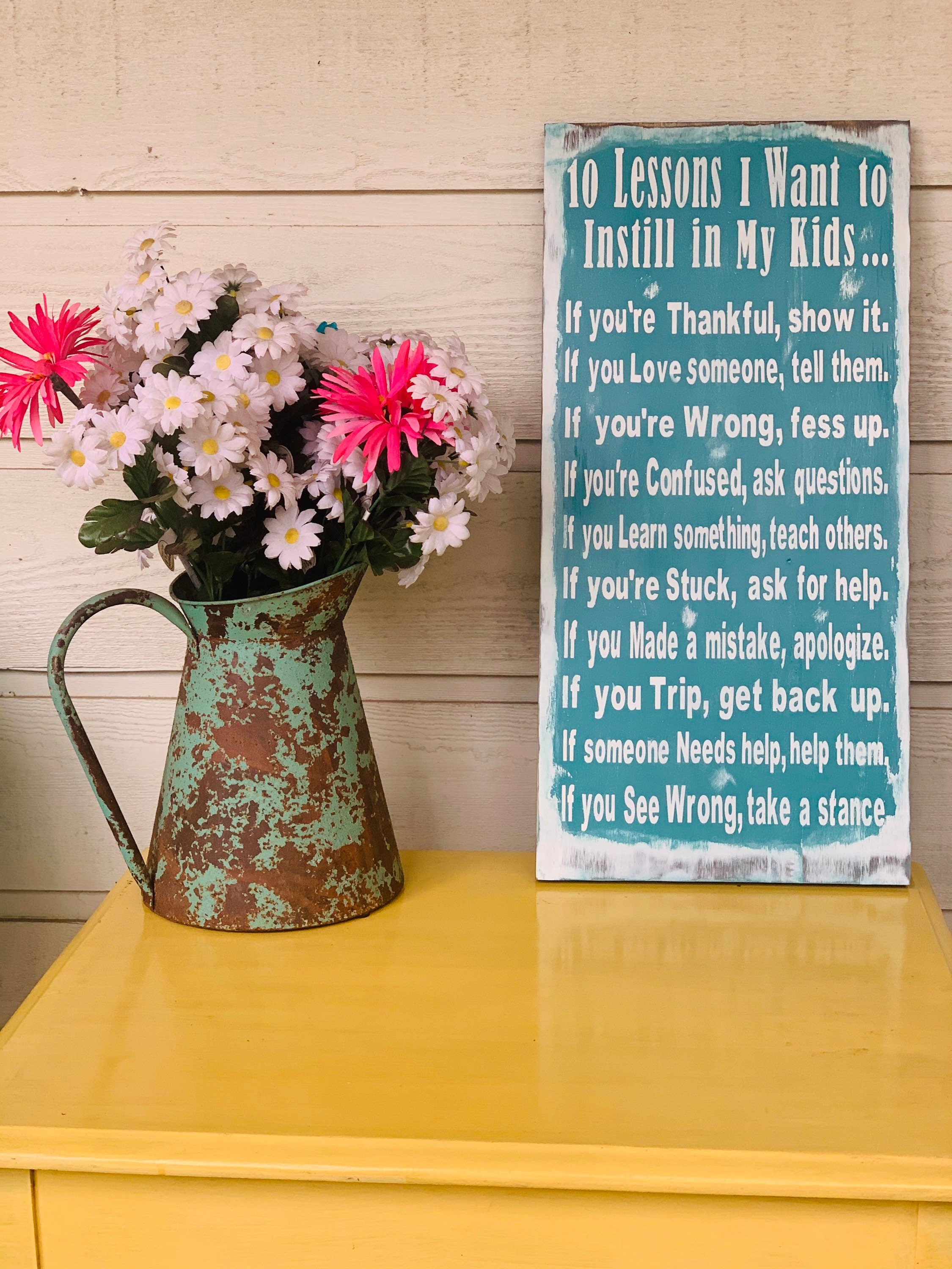 Ten Lessons I Want to Instill in My Kids Sign - Etsy