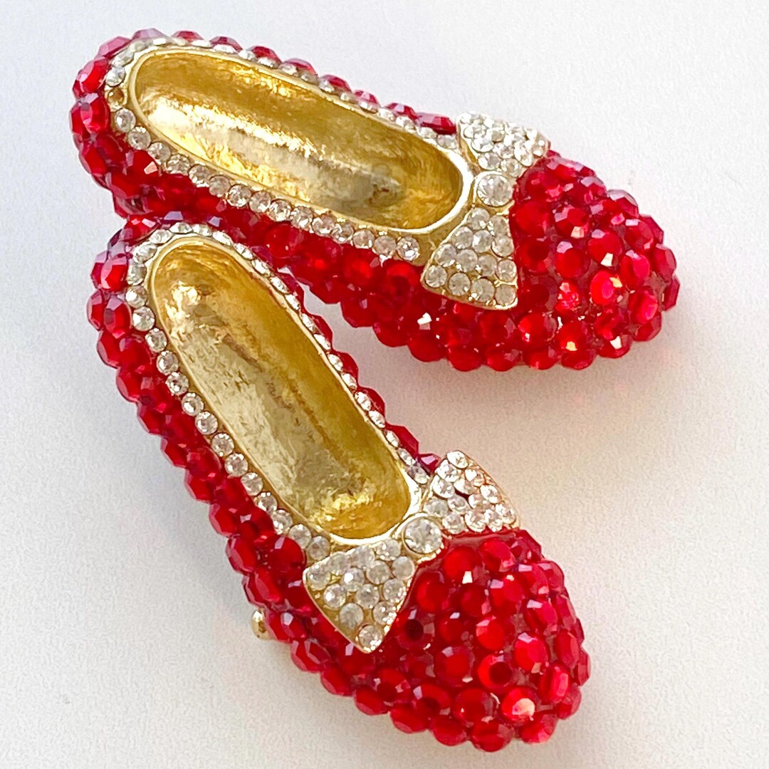 Ruby Red Slippers Vintage 1980s Crystal Rhinestone Costume Jewelry ...