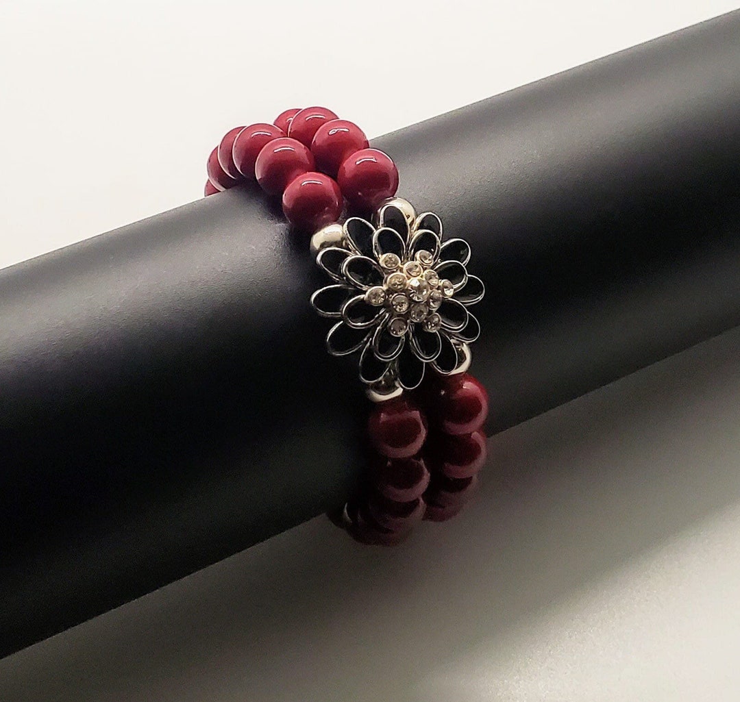 Bracelet for Women, Bracelet for Women, Bead Bracelet, Maroon Bracelet ...