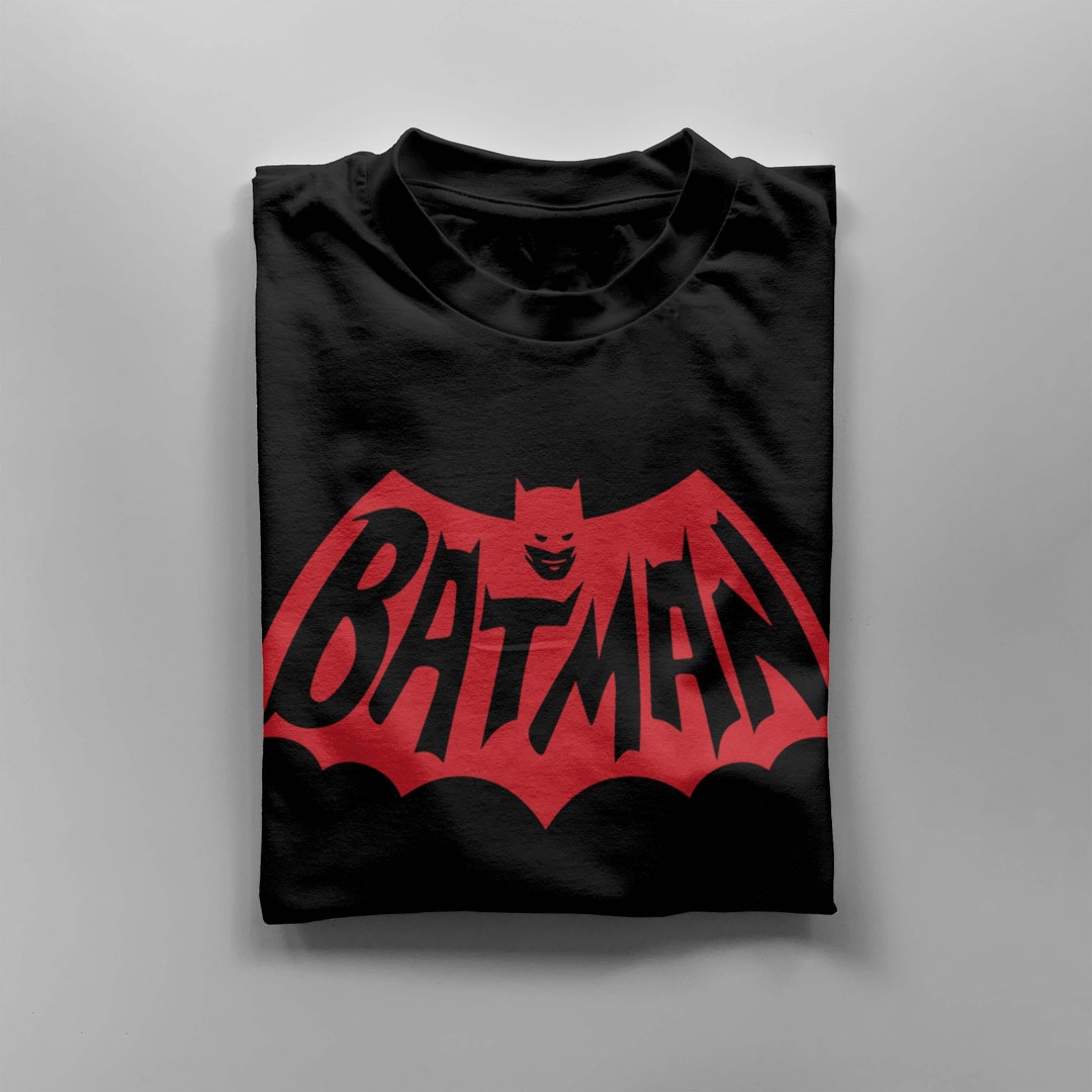 BATMAN Vintage Logo T Shirt Black RED - Etsy