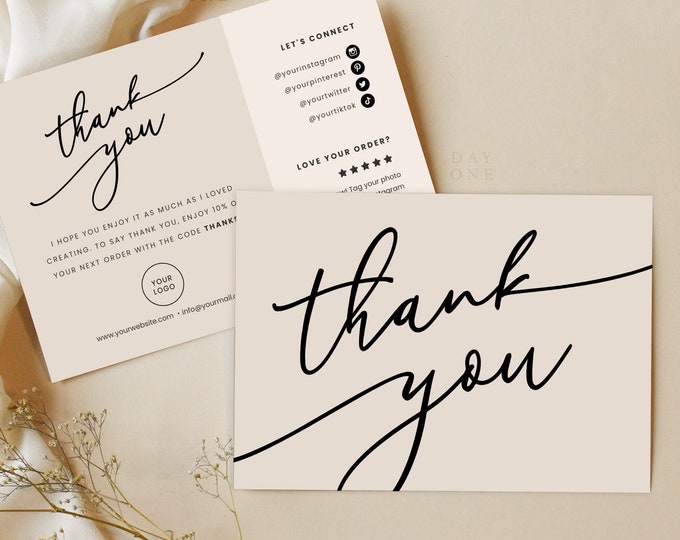 Small Business Thank You Card Template, Editable Business Thank You ...