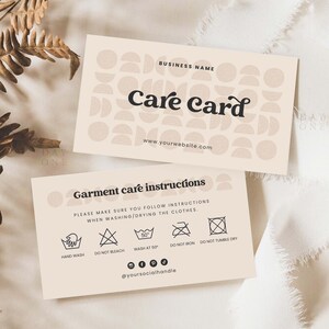 Editable Garment Care Card Template, Custom Tshirt Care Instructions ...