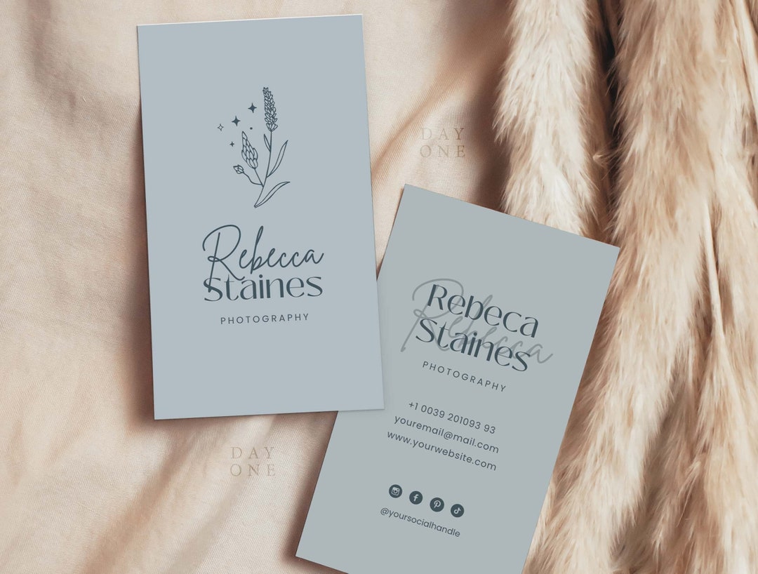 Editable Boho Business Card Canva Template, Dainty Floral Business Card ...