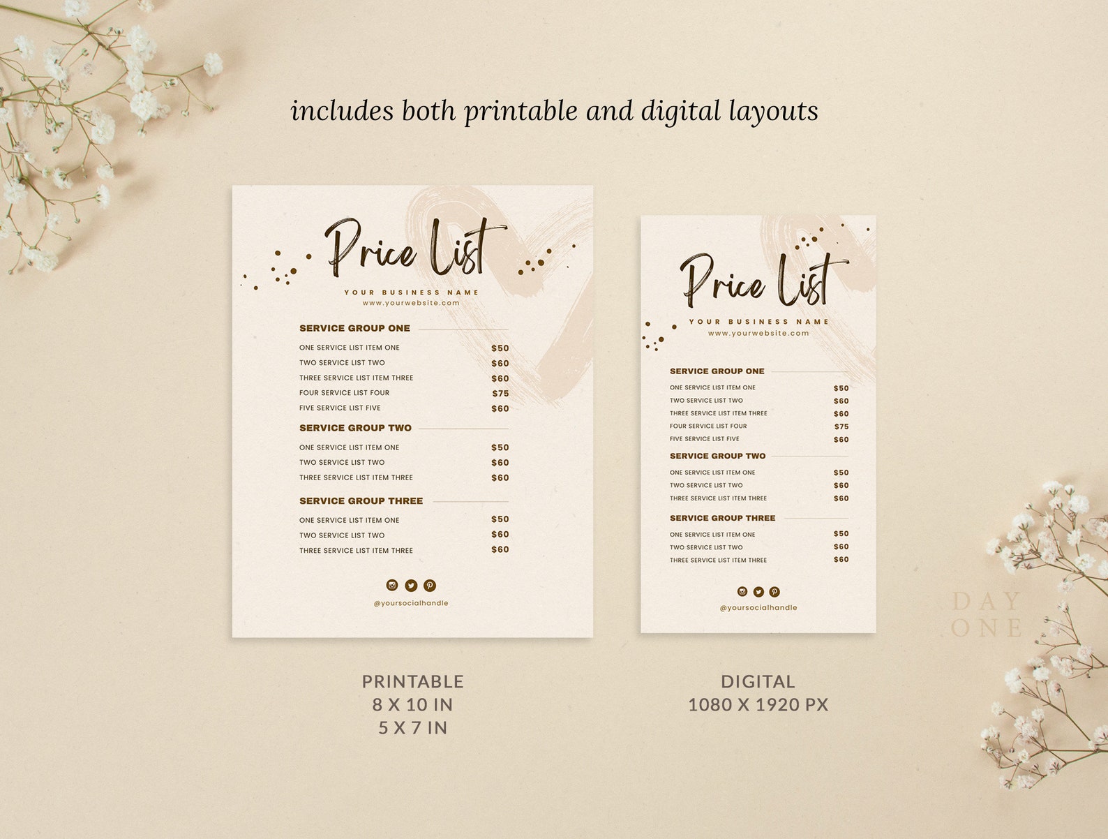 Editable Digital Price List Template Canva Boho Service Product Menu ...