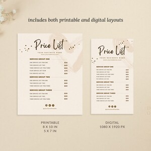 Editable Digital Price List Template Canva Boho Service Product Menu ...