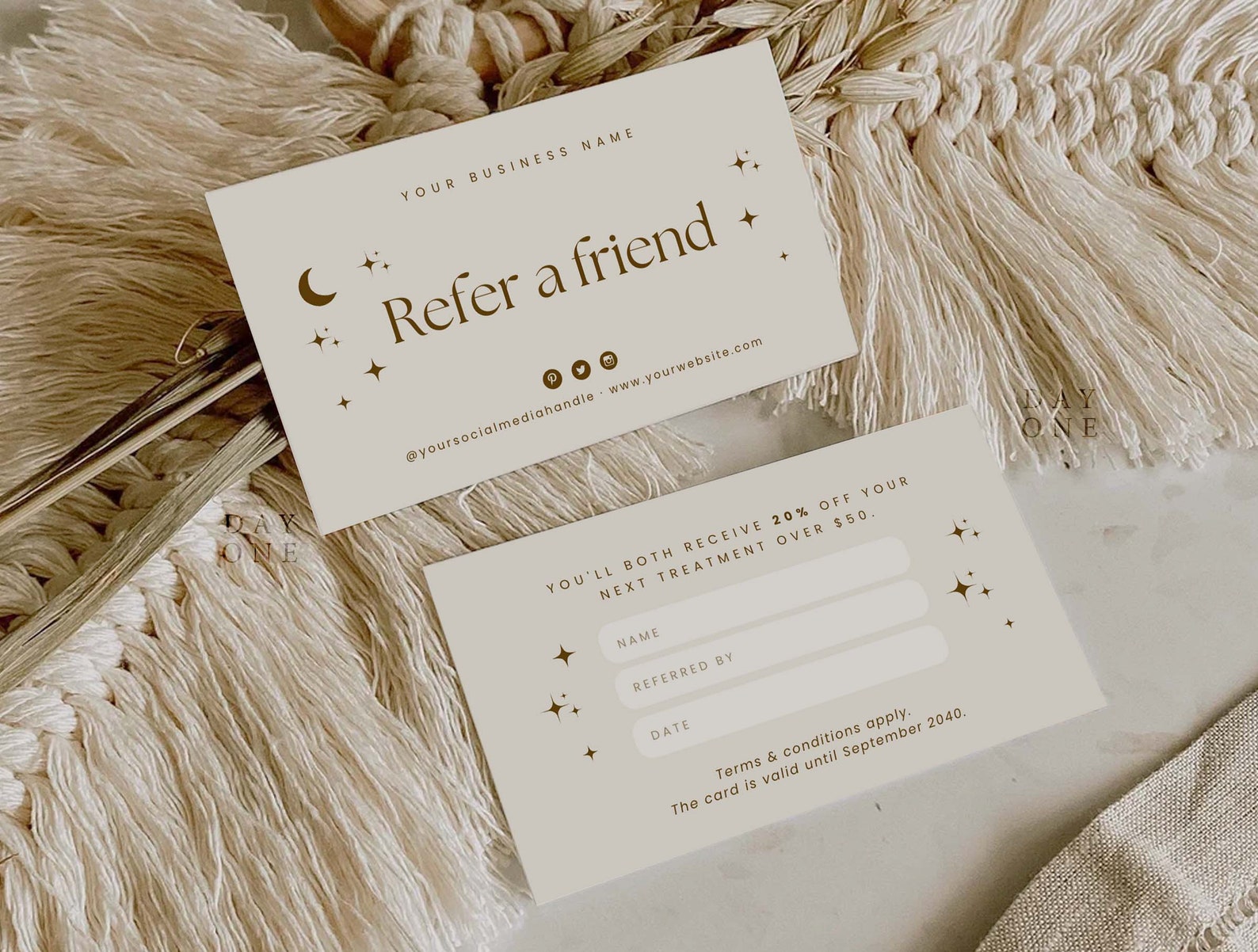 Printable Referral Card Template, Editable Customer Loyalty Reward Card ...