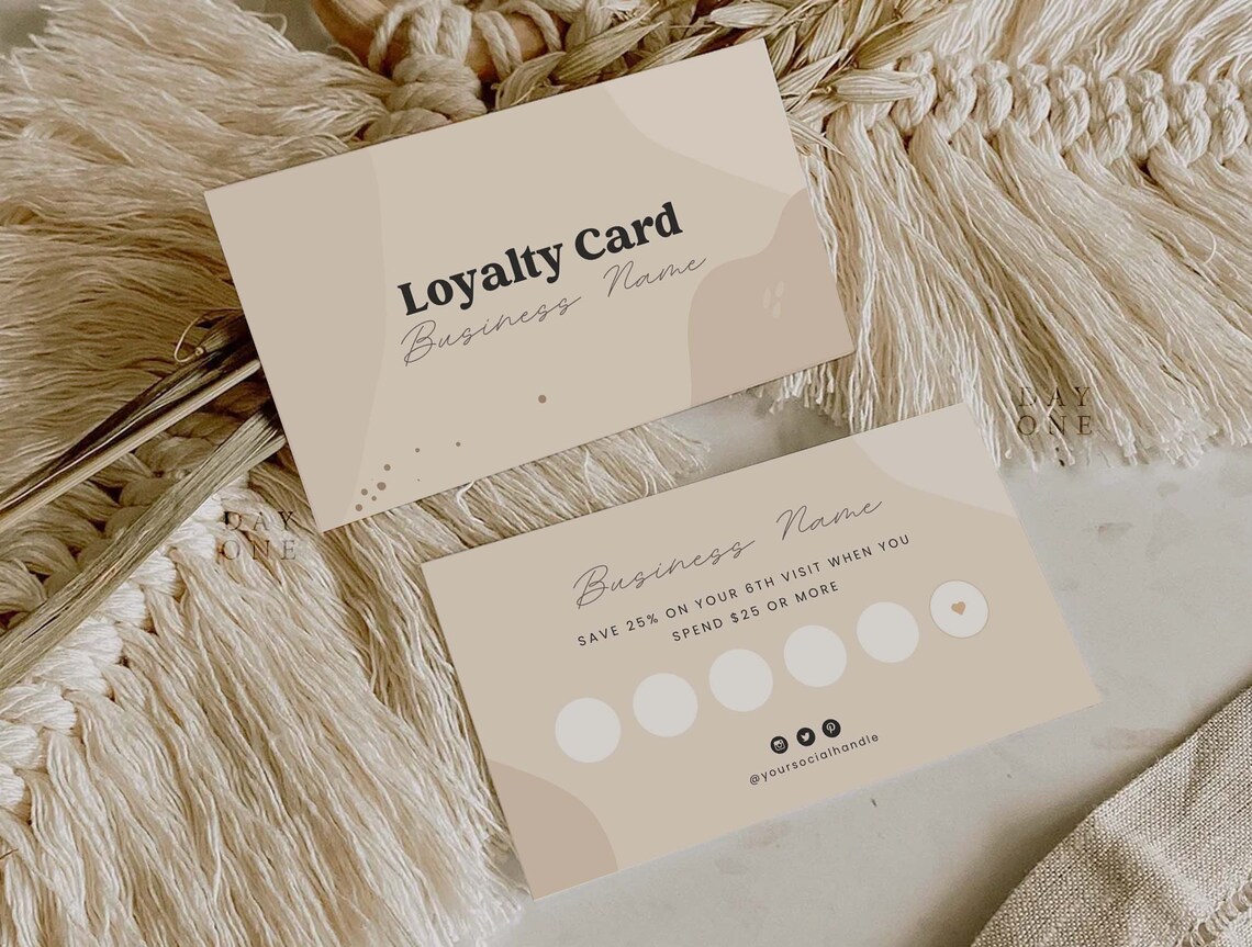 Printable Customer Loyalty Card Design Canva Template Boho - Etsy