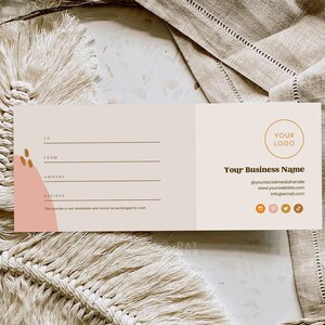 Boho Gift Card With Logo Template Canva, Editable Gift Voucher Design ...