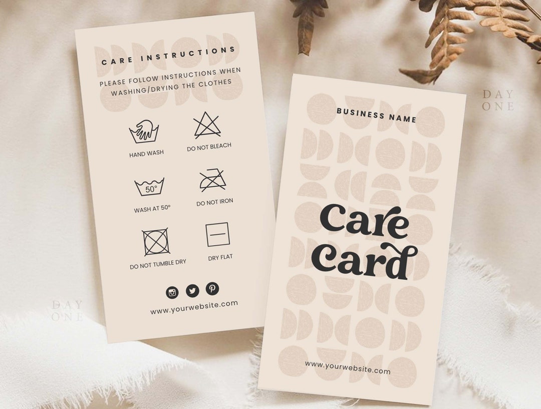 Custom Care Instructions, Printable Boho Care Card Design, Canva ...