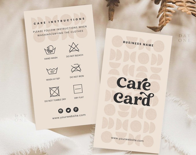 Printable Care Card Template, Customizable Care Guide Design, Washing ...