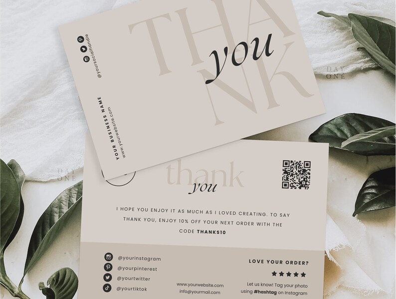 Business Thank You Card Template Digital, Printable Business Package ...