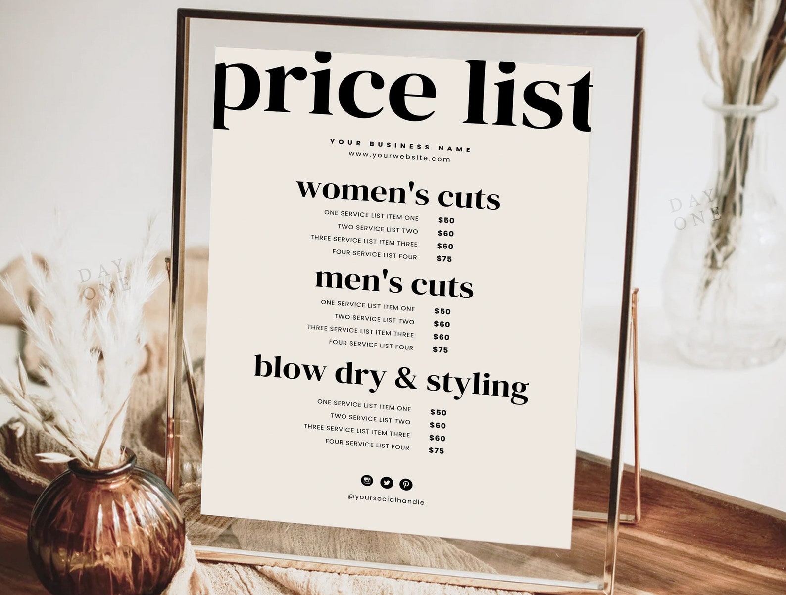 Digital Price List Template Canva, Editable List of Services, Beauty ...