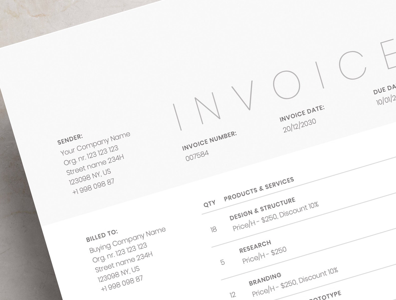 Invoice Form for Events, Business Invoice Download, Custom Order Form ...