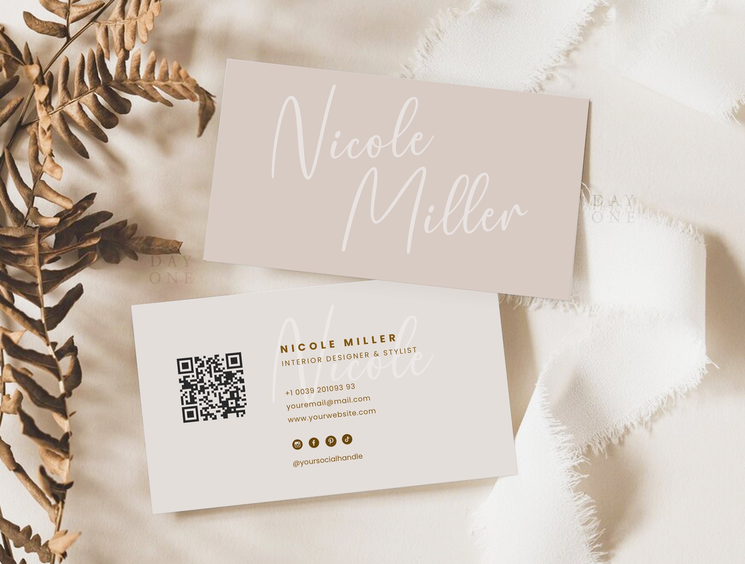 Editable Business Card With QR Code, Canva Template, Small Business ...