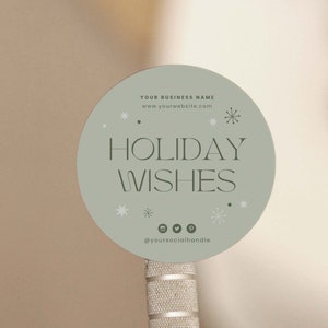 Printable Business Holiday Stickers, Custom Branded Packaging, Editable ...
