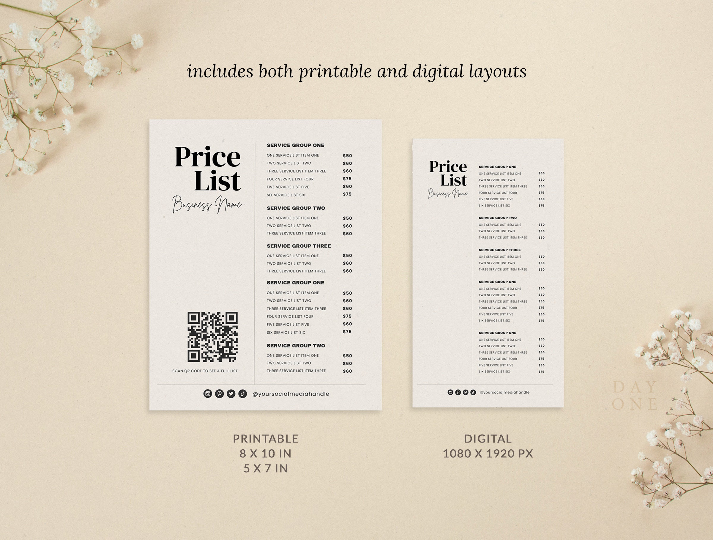 Price List Template Editable Printable Price Sheet Price - Etsy UK