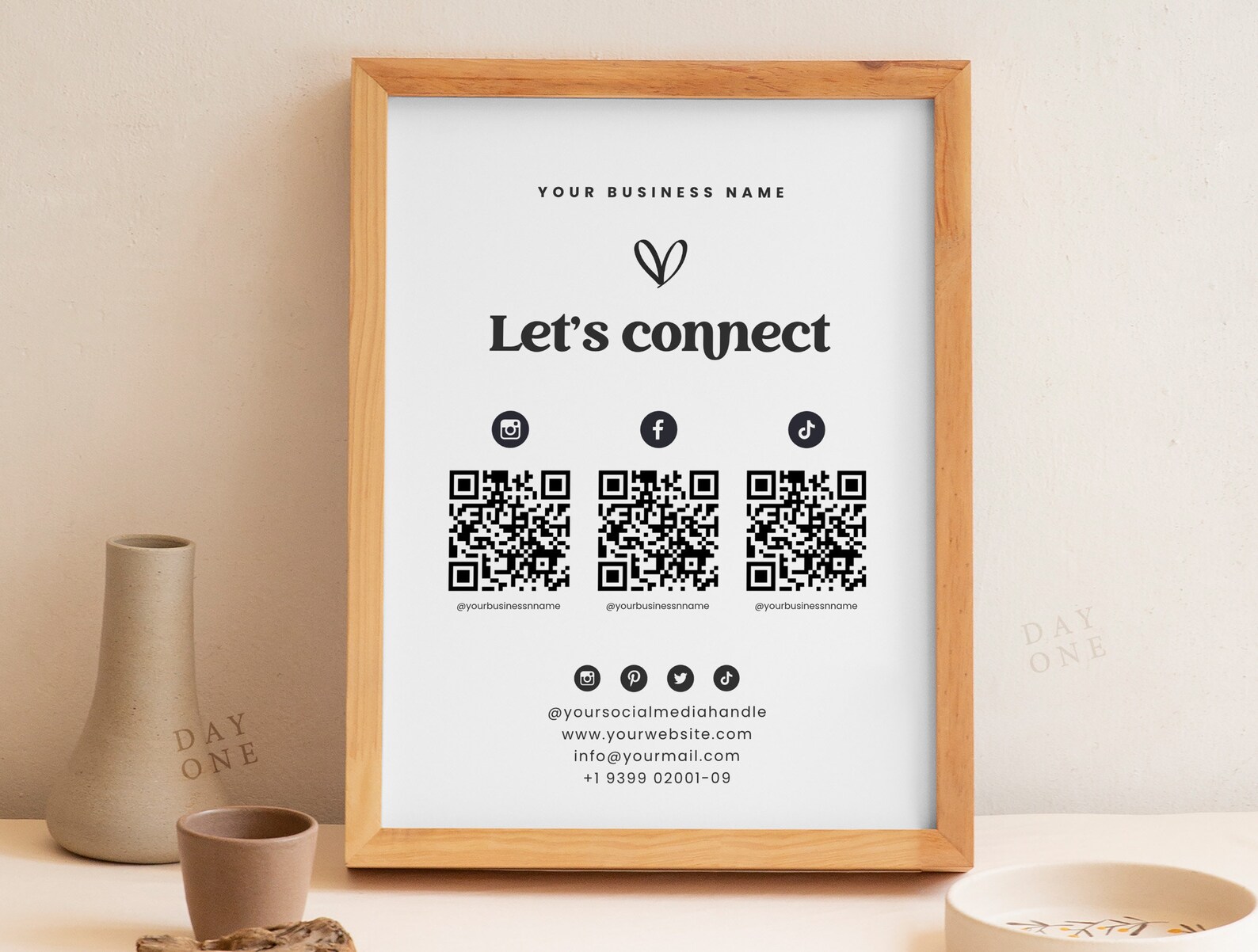 Social Media Business Sign Template Canva With QR Code DIY - Etsy
