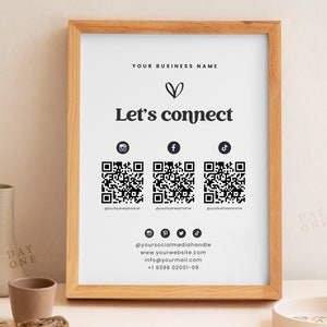 Social Media Business Sign Template Canva With QR Code, DIY Follow Us ...