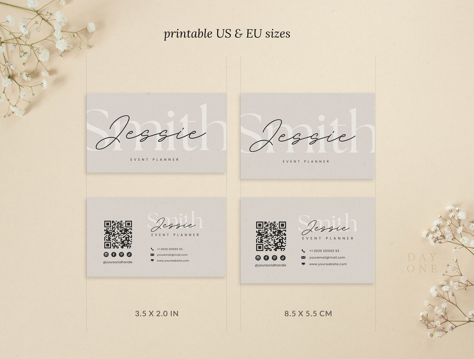 Printable Business Card Template Canva, Digital Small Business Card ...