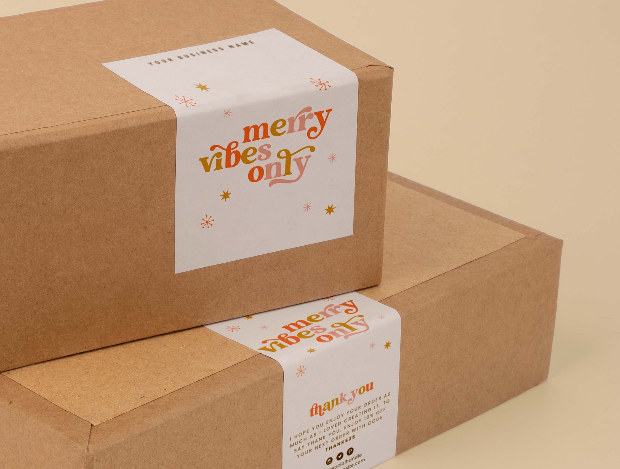 Editable Holiday Box Thank You Sticker, Custom Branded Christmas ...