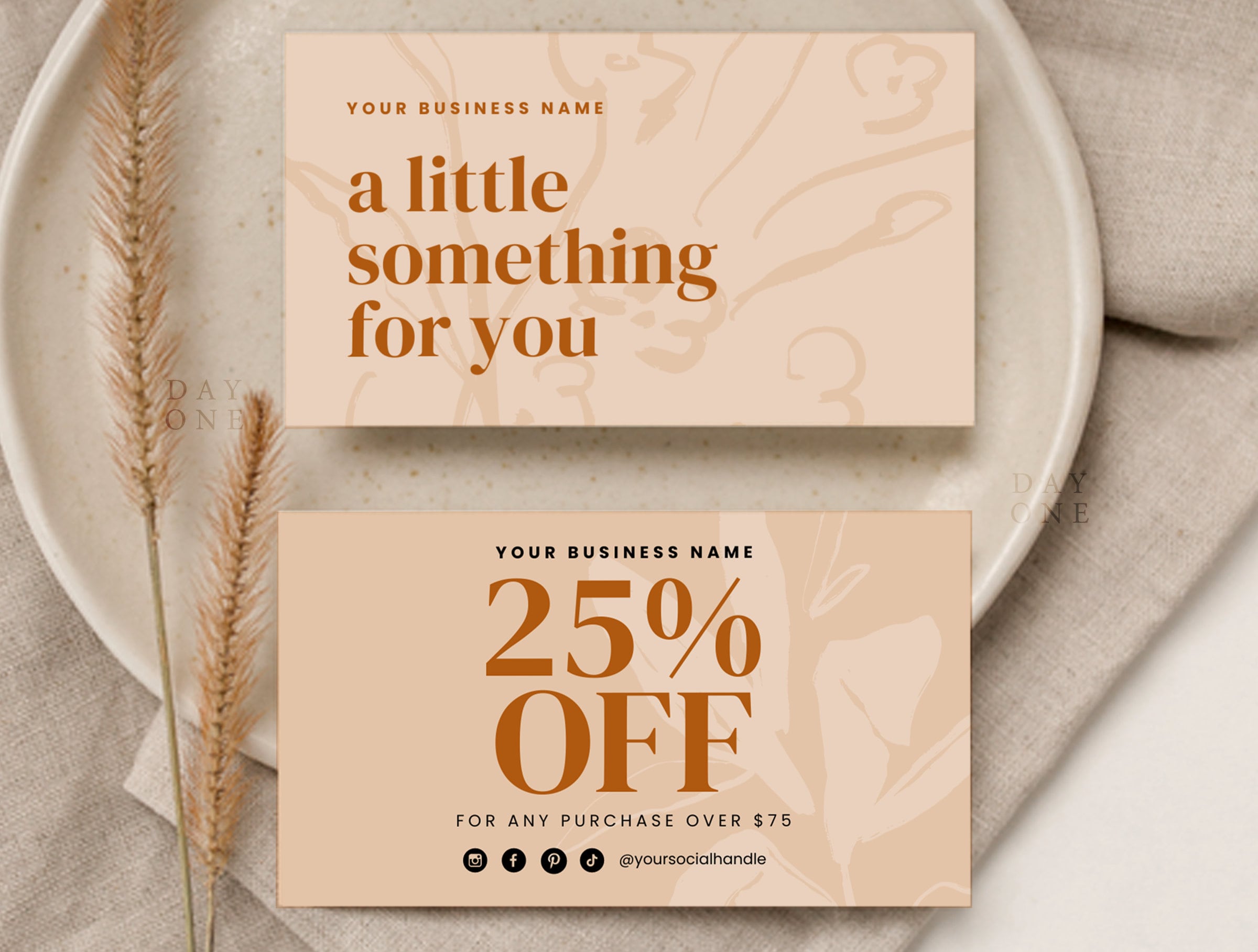 Printable Boho Coupon Card Template, Business Gift Card Canva Template ...