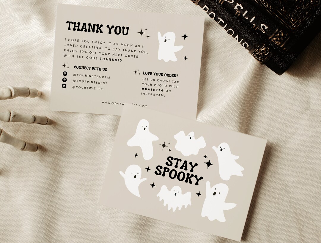 Retro Halloween Business Thank You Card, Editable Small Business Thank ...
