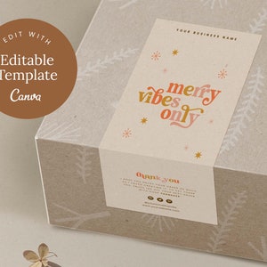 Editable Holiday Box Thank You Sticker, Custom Branded Christmas ...