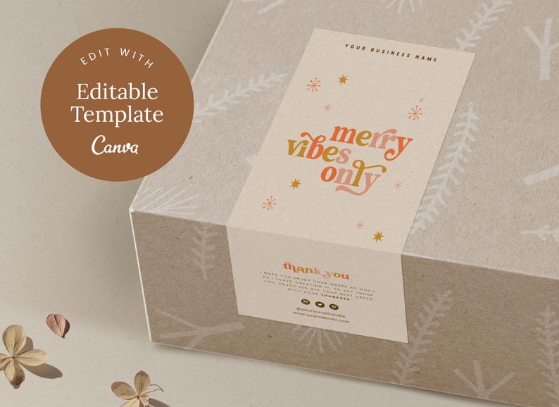 Editable Holiday Box Thank You Sticker Custom Branded - Etsy