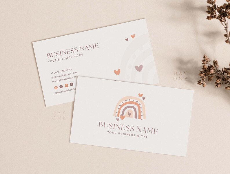 Boho Rainbow Business Card Template Printable Business Card - Etsy