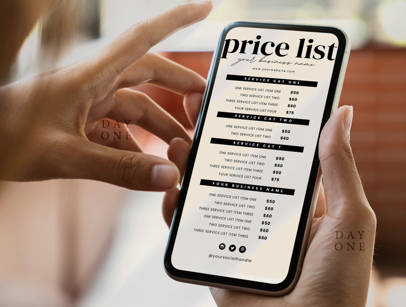 Price List Template, Editable Price List Canva Template, Electronic ...