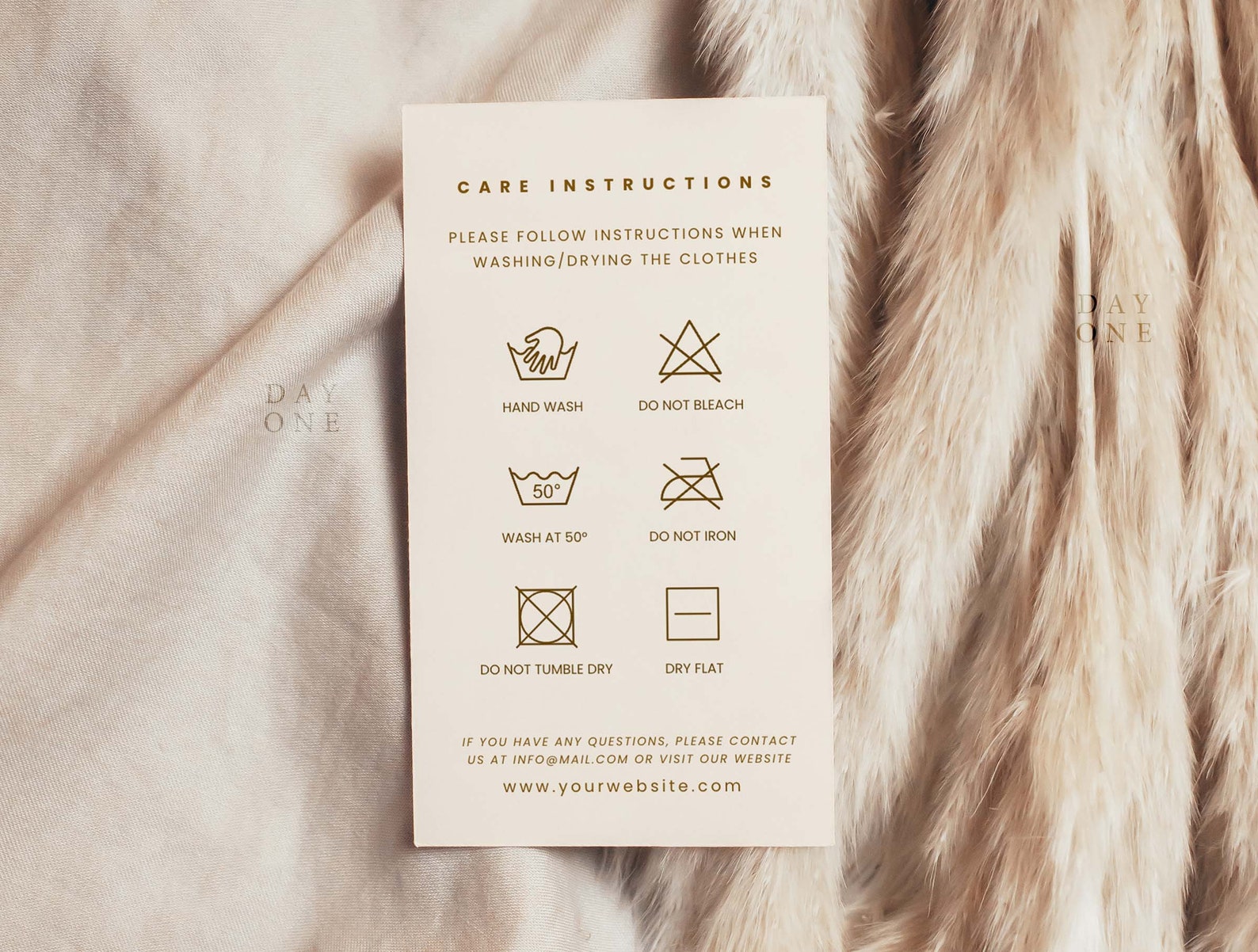 Custom Wash Care Card Template, Printable Garment Care Instructions ...