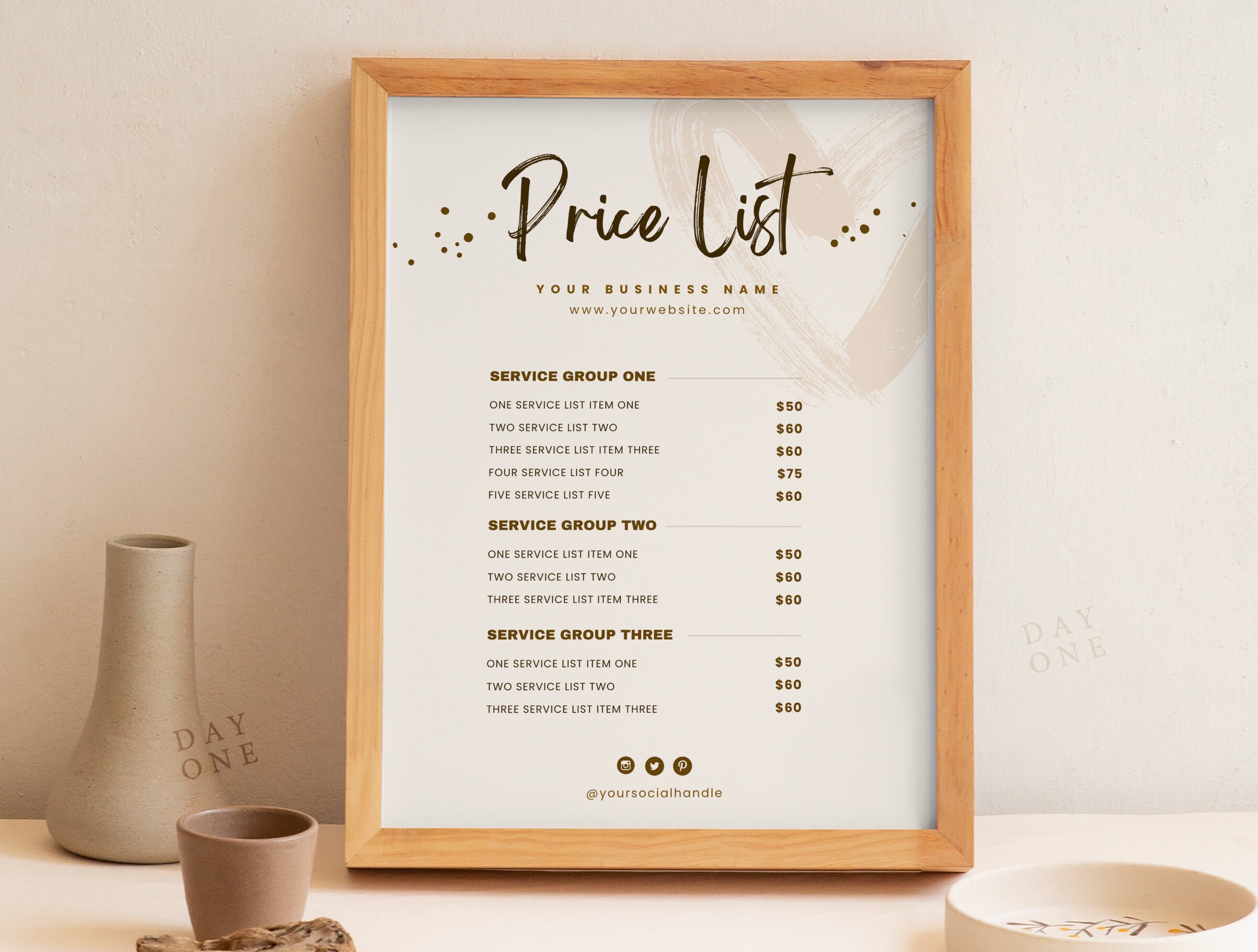 Editable Digital Price List Template Canva Boho Service - Etsy