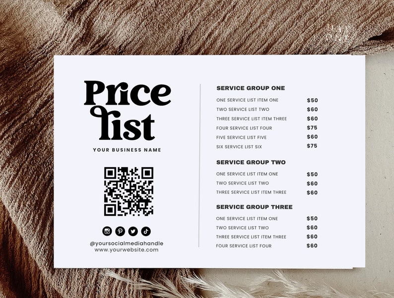 Editable Small Business Price List Template Canva Printable - Etsy
