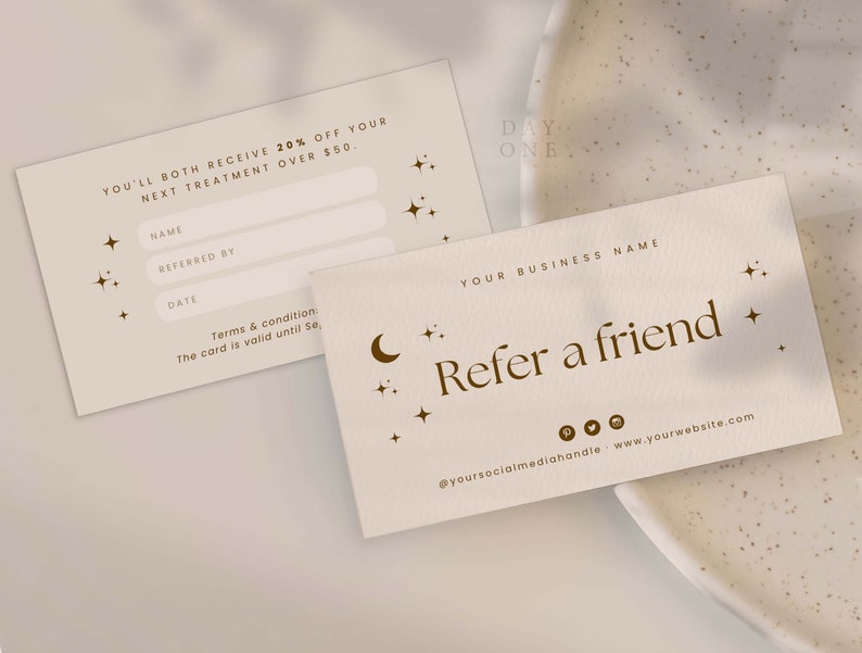 Printable Referral Card Template Editable Customer Loyalty - Etsy