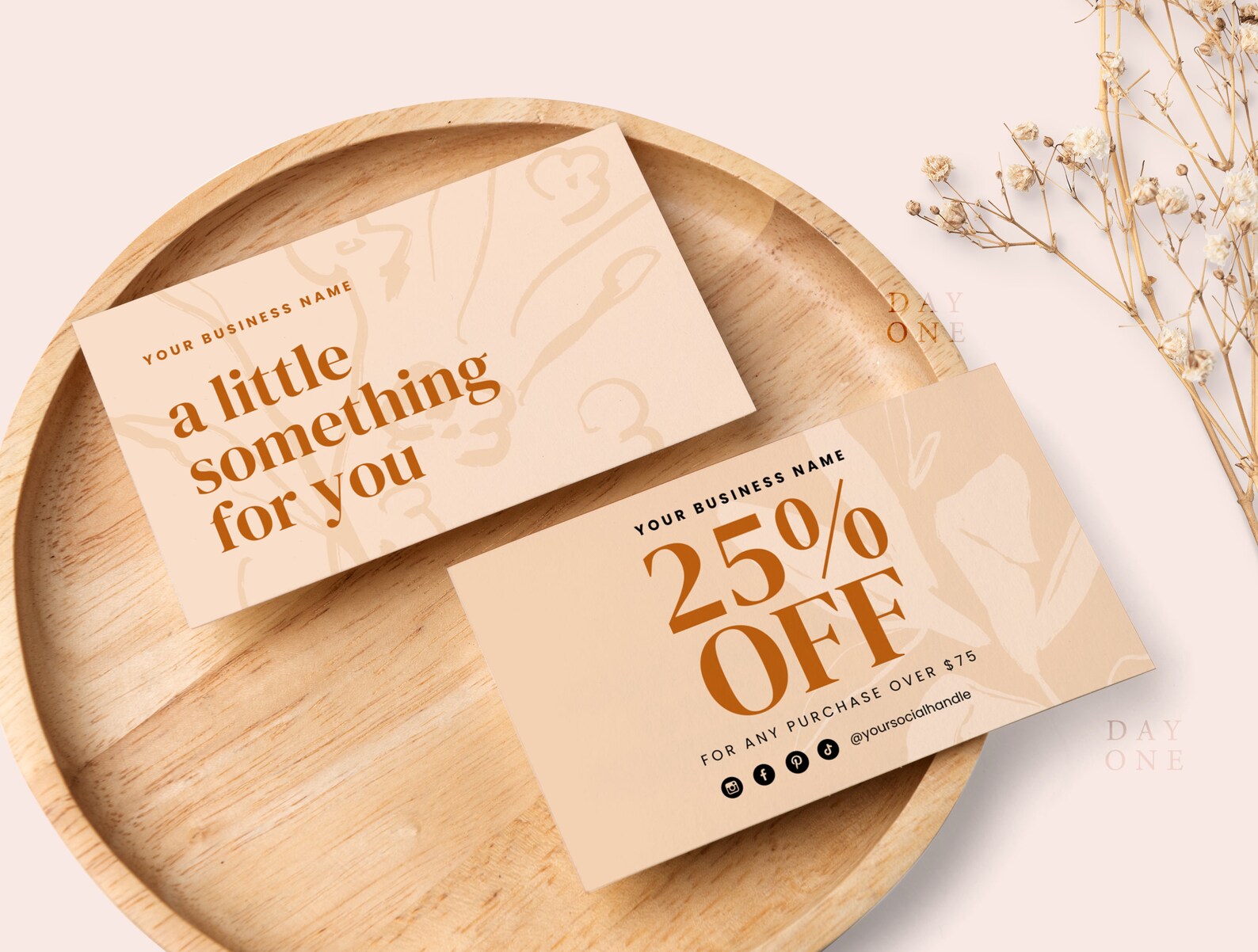 Printable Boho Coupon Card Template, Business Gift Card Canva Template ...
