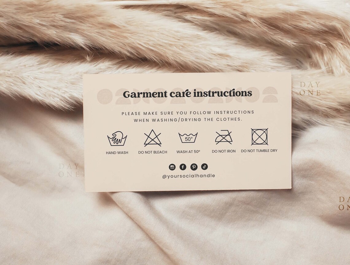Editable Garment Care Card Template Custom Tshirt Care - Etsy