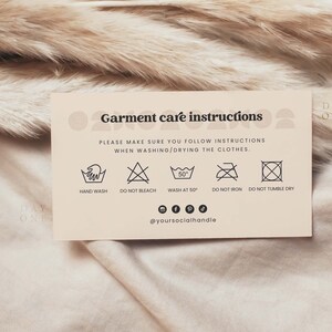 Editable Garment Care Card Template, Custom Tshirt Care Instructions ...